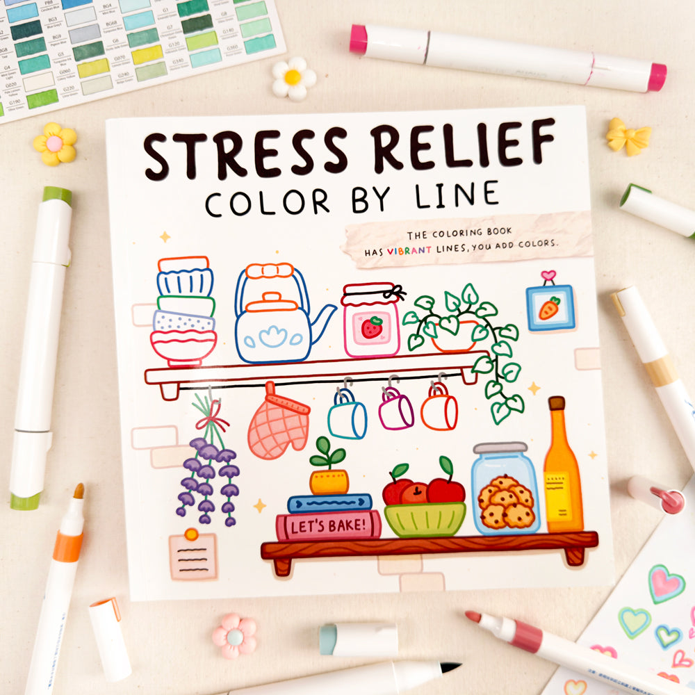 Stress Relief Color By Line Coloring Book – Vivi Tinta